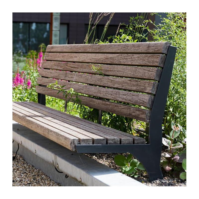 1500x625x1040 Corten steel bench GRO Corten GRBE.1500SB.Ct | Strade Garden